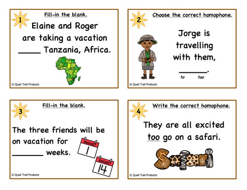 Homophone Task Cards | Autumn Theme