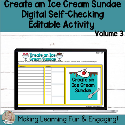 Create an Ice Cream Cone Self-Checking Template Digital Resource ...