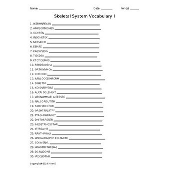 Integumentary System Vocabulary I Word Search for Medical Terminology ...