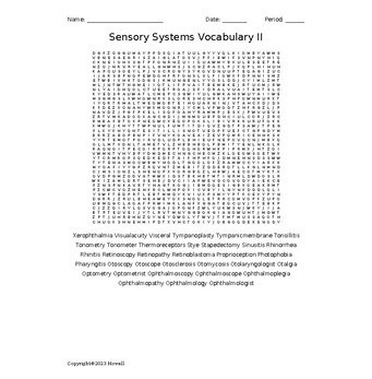 Integumentary System Vocabulary I Word Search for Medical Terminology ...