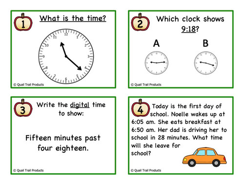 Elapsed Time Task Cards with 5-Minute Intervals