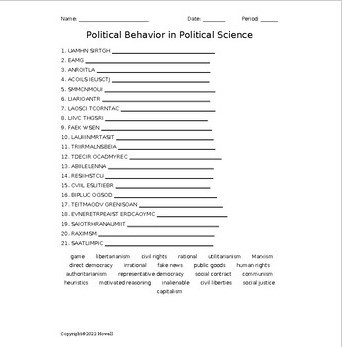 Political Participation and Public Opinion in Political Science Word ...