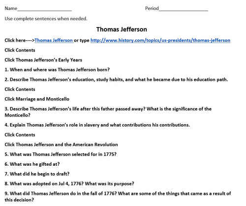 Biography: Thomas Jefferson - Amped Up Learning