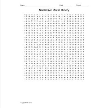 Normative Moral Theory Vocabulary Word Scramble for a Philosophy Course ...