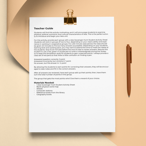 NEW! GEOGRAPHY, ASIA SCAVENGER HUNT