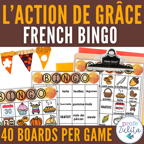 French Thanksgiving L'action de grâce Activity BINGO Games - Amped Up ...