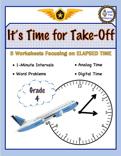 Elapsed Time Worksheets - Airplane Theme