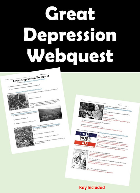 Great Depression Webquest - KEY Included - Amped Up Learning