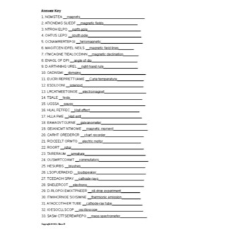 Magnetism Word Scramble for Physics - Amped Up Learning
