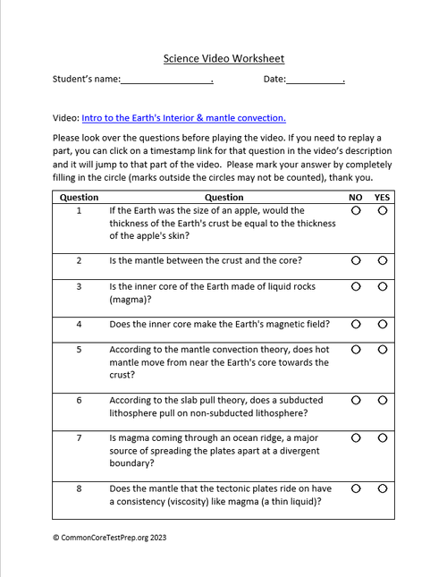 Intro to Plate Tectonics. Video sheet, Google Forms, Easel & more (V2).