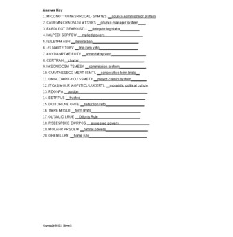 State and Local Governments Word Scramble for American Government ...