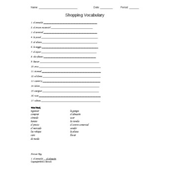 "Shopping" Spanish Word Scramble - Amped Up Learning