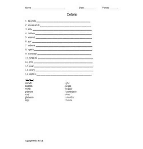 Family Members Spanish Word Scramble - Amped Up Learning