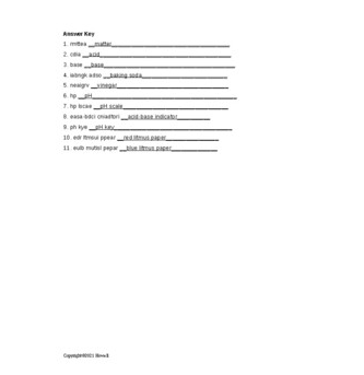 Acids and Bases in Food Science Word Scramble - Amped Up Learning
