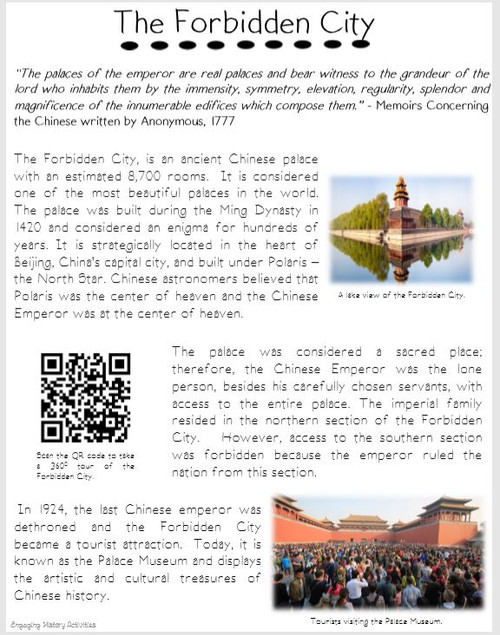 The Forbidden City: Differentiated Readings and Activities - Amped Up ...