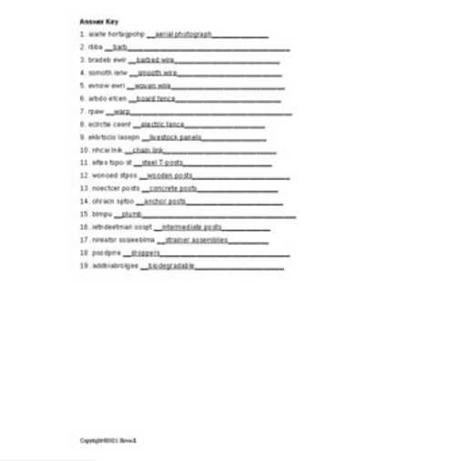 Fencing Tools And Techniques Word Scramble Amped Up Learning