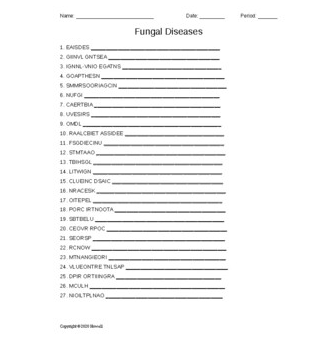 Fungal Diseases Word Scramble for a Plant Science Course - Amped Up ...