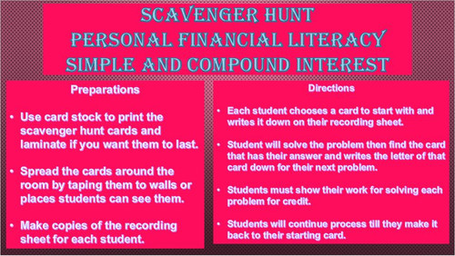 Simple Interest Scavenger Hunt