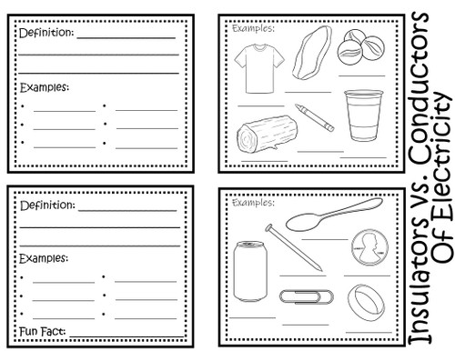 Insulators and Conductors of Electricity Interactive Notebook ...