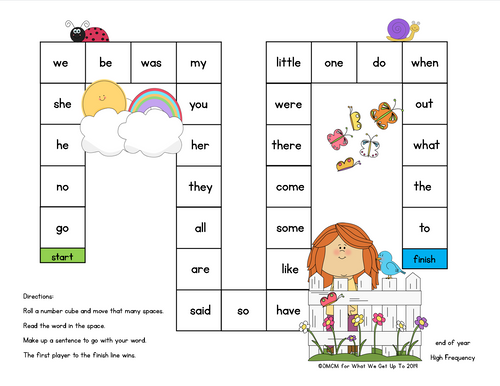 All Through the Year Kindergarten Sight Word Board Game Bundle - Amped ...