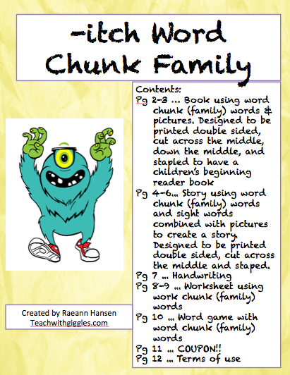 Itch Word Chunk Family - Amped Up Learning