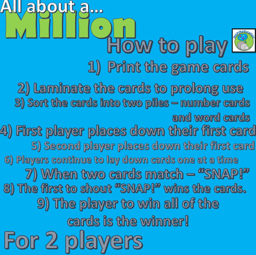 All About a Million - Bundle (Flash cards, Posters, Number Search, Loop ...