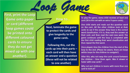 Word Classification - 10 Word Groups, 50 Cards: Loop Game - "I have ...