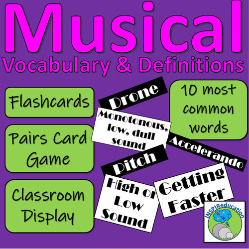 Musical Vocabulary and Definition Flashcards - Amped Up Learning