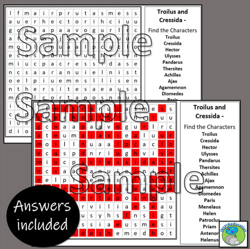 William Shakespeare Tragedies - Romeo and Juliet (Character Wordsearch ...