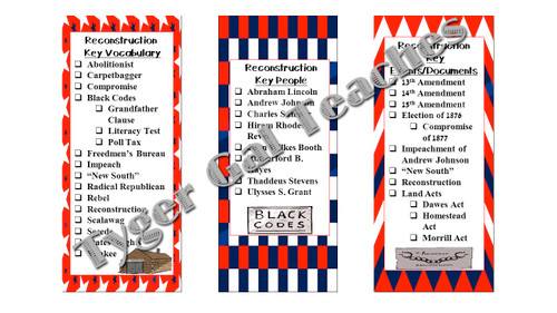 Checklists/Bookmarks-Civil War - Amped Up Learning