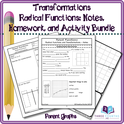 Radical Square Root Function Transformations Activity Amped Up Learning