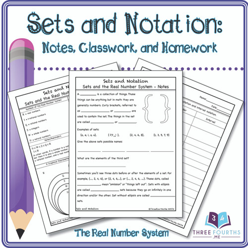 Sets and Notation Notes, Classwork, and Homework - Amped Up Learning