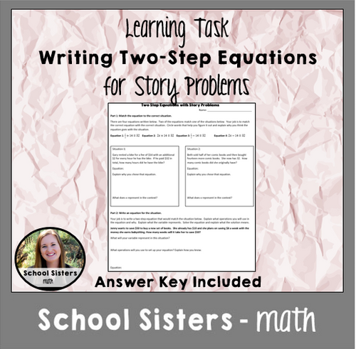 Two Step Equations Story Problem Task - Amped Up Learning