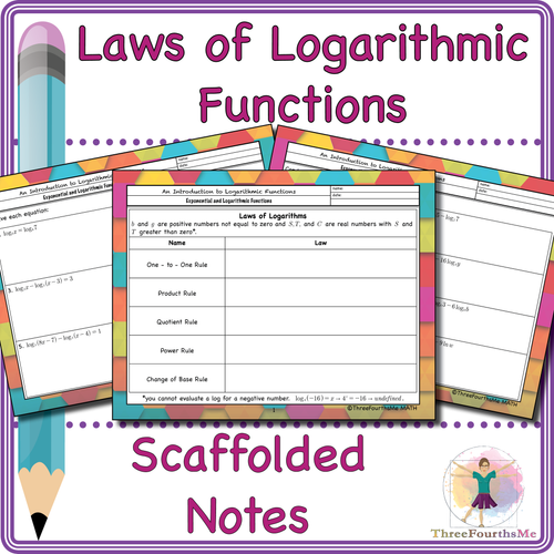 Laws of Logarithms Scaffolded Notes - Amped Up Learning
