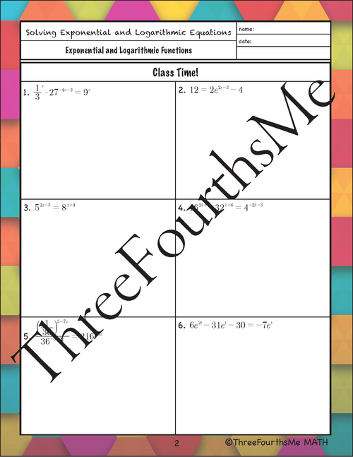 Solving Exponential And Logarithmic Equations Bundle Amped Up Learning