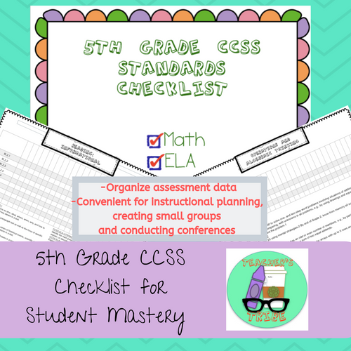 CCSS 5th Grade Standards Checklist for Student Mastery - Amped Up Learning