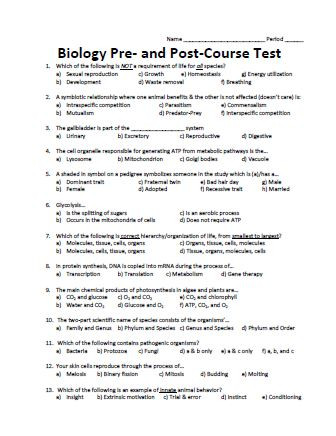 Ecology Pre- and Post-Course Cumulative Test - Amped Up Learning