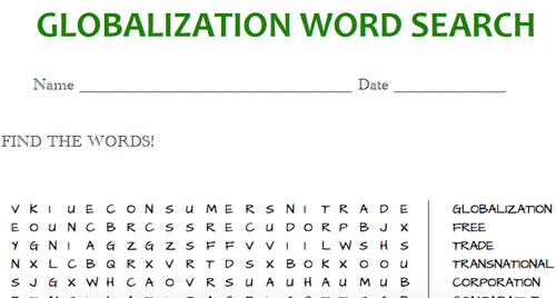 Globalization Word Search - Amped Up Learning