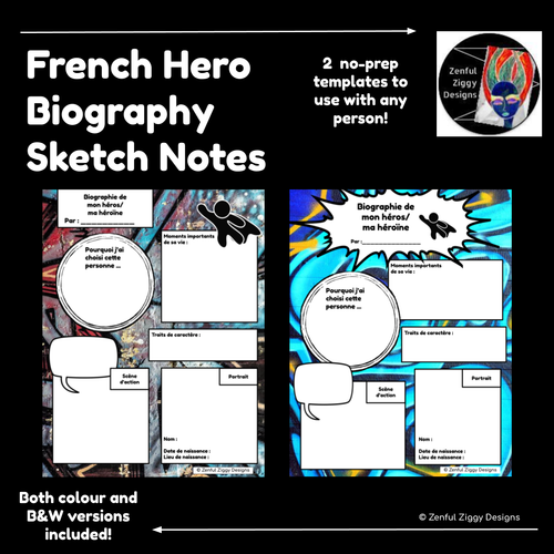 French Hero Biography Sketch Notes #2- No Prep! - Amped Up Learning