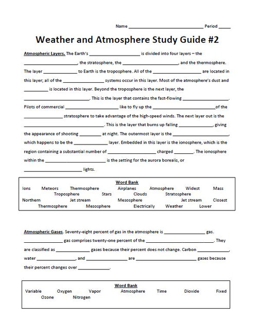 Weather and Atmosphere Unit Test with a Complete Answer Key - Amped Up ...