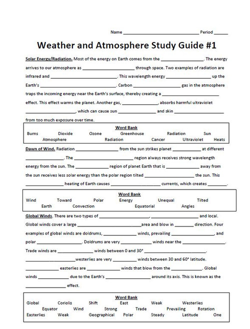 Weather and Atmosphere Unit Test with a Complete Answer Key - Amped Up ...
