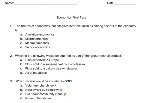 Economics Final Exam - Amped Up Learning