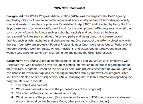 The New Deal Mini Projects