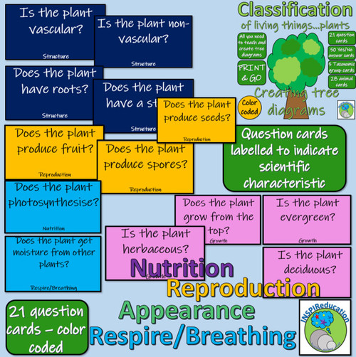 Classification of Green Plants: Taxonomy - What am I? Card Game (Yes/No ...