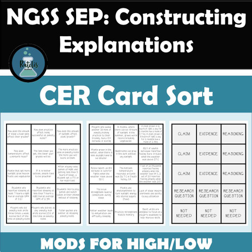 NGSS: SEP: Planning and Carrying Out Investigations Variable Card Sort ...