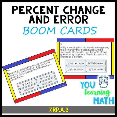 Percent Change and Error BOOM Cards + Printable Task Cards - Amped Up ...
