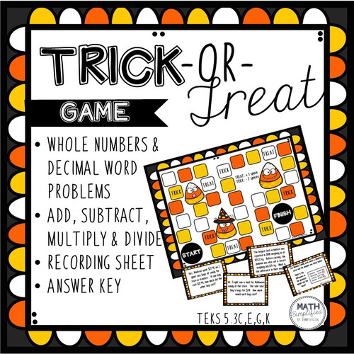 Trick-or-Treat Game: Decimal Word Problems - Amped Up Learning