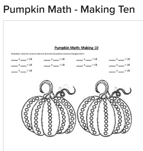 Pumpkin Math - Making Ten - Amped Up Learning