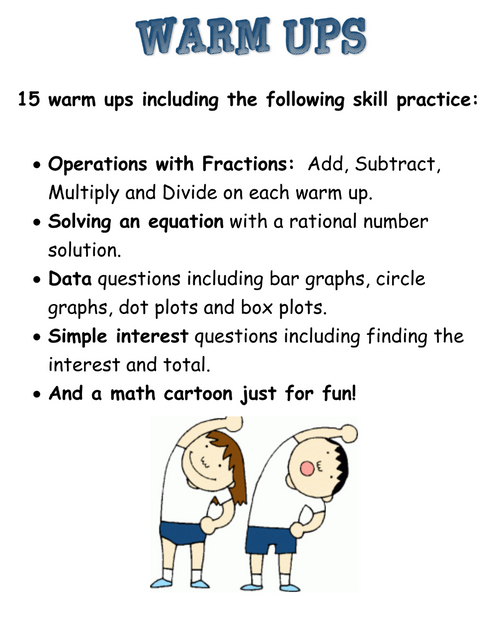 7th grade Warm-ups - Set 1, percents, inequalities