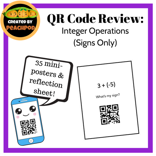 QR Code Review: Integer Operations (Signs Only) - Amped Up Learning